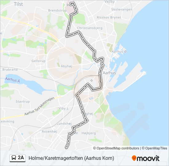 2a Route: Schedules, Stops & Maps - Holme/Karetmagertoften (Aarhus Kom ...
