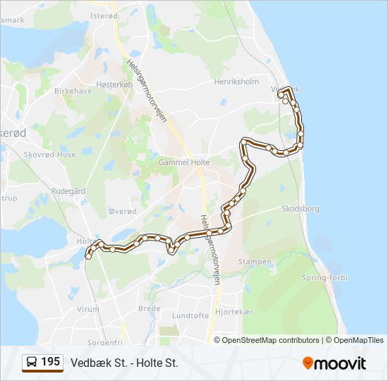 195 Rute: Rejseplaner, stop & kort - Vedbæk St. (Opdateret)