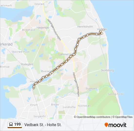 199 Rute: Rejseplaner, stop & kort - Holte St. (Opdateret)