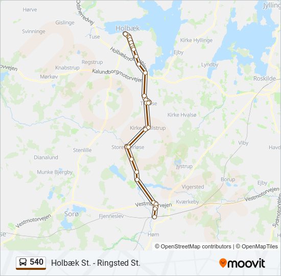 540 Rute: Rejseplaner, stop & kort - Holbæk St. (Opdateret)