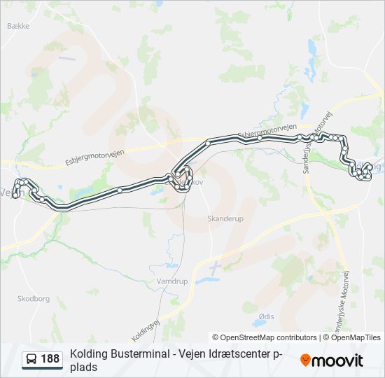 188 Route: Schedules, Stops & Maps - Vejen Rutebilstation (Updated)