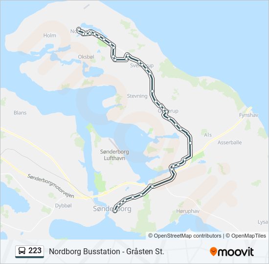 223 Route: Schedules, Stops & Maps - Sønderborg Via Augustenborg (Updated)