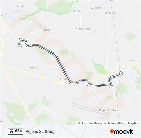 634 Route: Schedules, Stops & Maps - Vojens St. (Bus) (Updated)