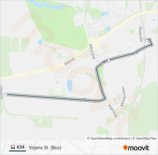 634 Route: Schedules, Stops & Maps - Vojens St. (Bus) (Updated)