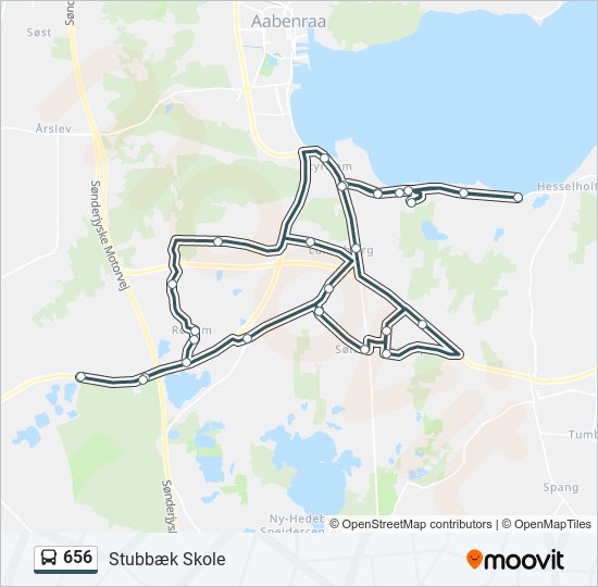 656 Rute: Rejseplaner, stop & kort - Stubbæk Skole (Opdateret)