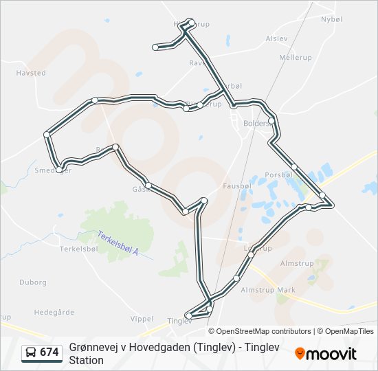 674 Rute: Rejseplaner, stop & kort - Tinglev Station (Bus) (Opdateret)