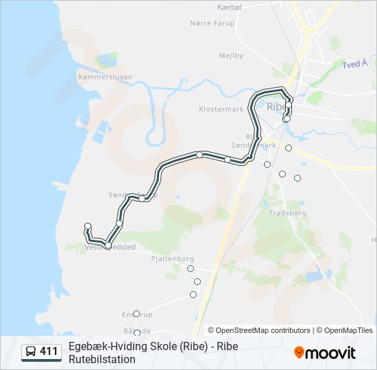 411 Route: Schedules, Stops & Maps - Ribe Rutebilstation (Updated)