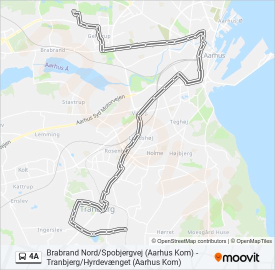 4a Rute: Rejseplaner, stop & kort - Tranbjerg (Opdateret)