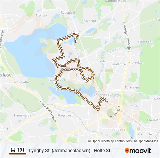 191 Rute: Rejseplaner, stop & kort - Holte St. (Opdateret)