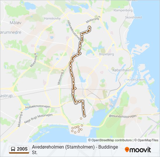 200s Rute: Rejseplaner, stop & kort - Buddinge St. (Opdateret)