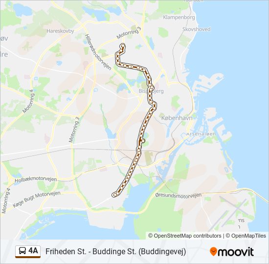 4a Rute: Rejseplaner, stop & kort - Buddinge St. (Opdateret)