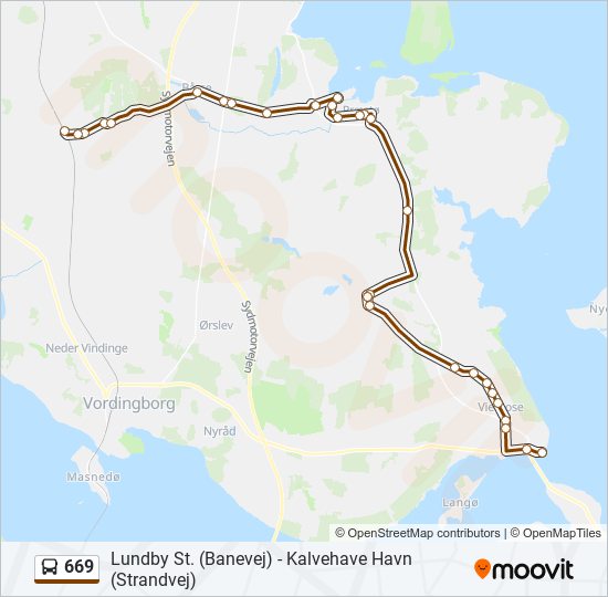 669 Rute: Rejseplaner, stop & kort - Kalvehave Havn (Opdateret)