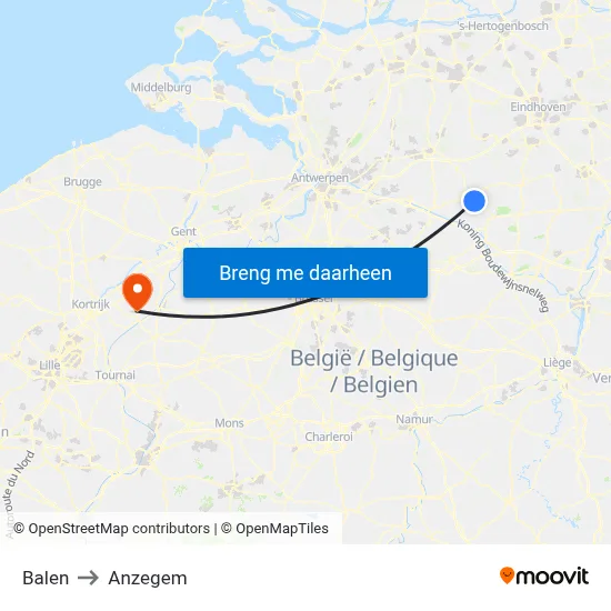 Balen naar Anzegem met openbaar vervoer