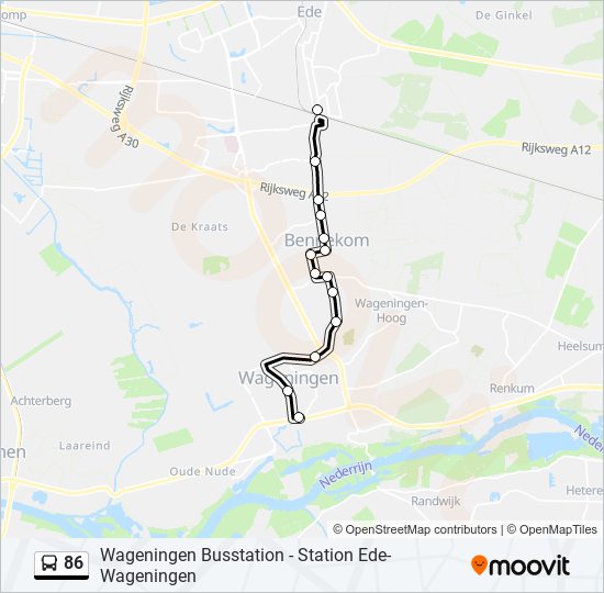 86 Route: Schedules, Stops & Maps - Wageningen Via Bennekom (Updated)