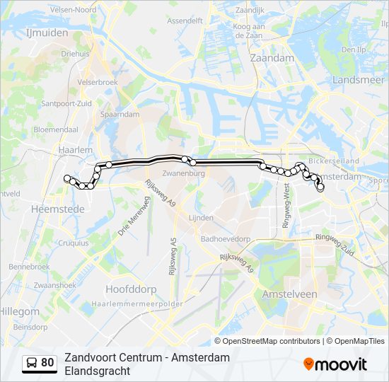 80 Route: Schedules, Stops & Maps - Haarlem Centrum/Houtplein (Updated)