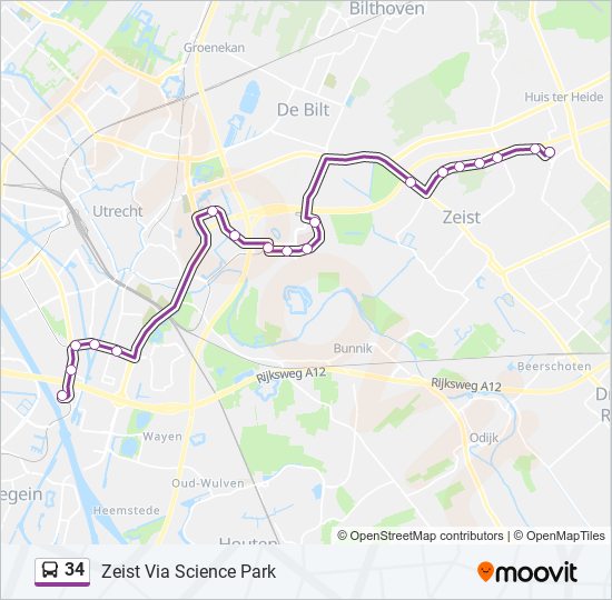 34 Route: Schedules, Stops & Maps - Zeist Via Science Park (Updated)