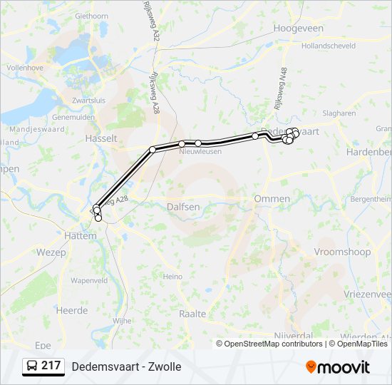217 Route: dienstregelingen, haltes en kaarten - Dedemsvaart Via De ...