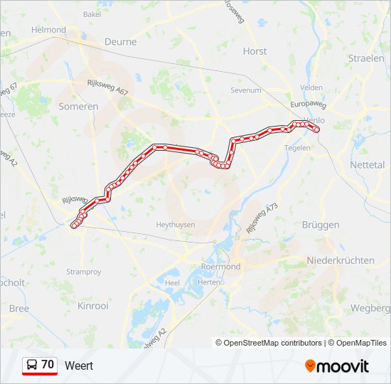 70 Route: Schedules, Stops & Maps - Weert (Updated)