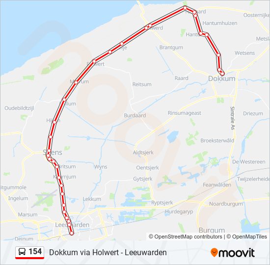154 Route: dienstregelingen, haltes en kaarten - Leeuwarden (Bijgewerkt)