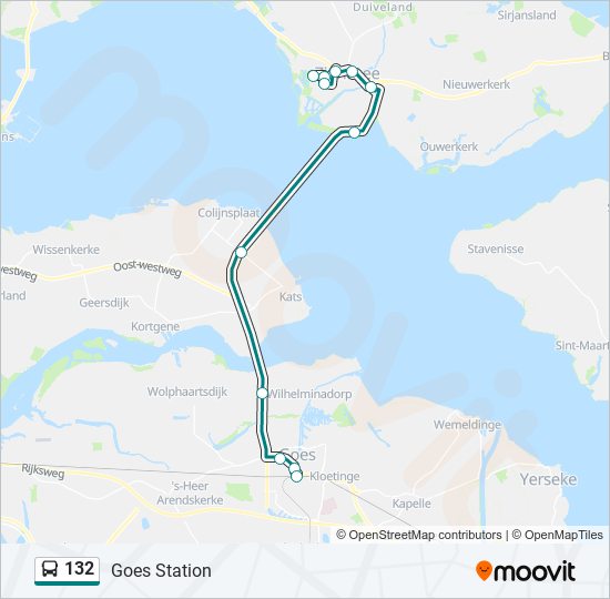 132 Route: dienstregelingen, haltes en kaarten - Goes Station (Bijgewerkt)