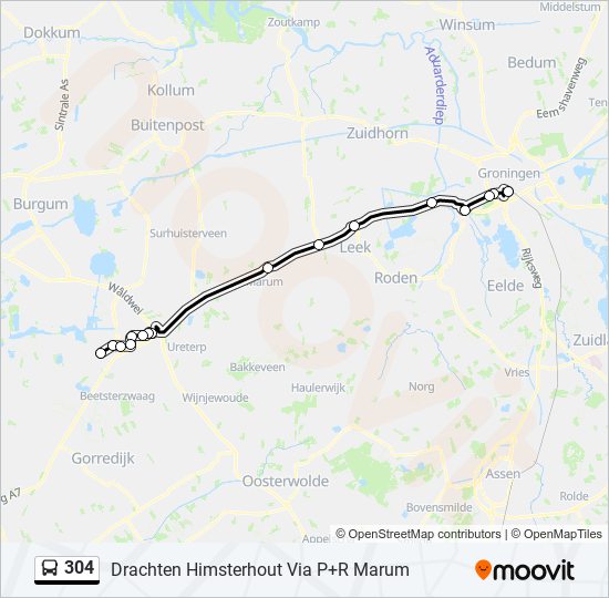 304 Route: Schedules, Stops & Maps - Drachten Himsterhout Via P+R Marum ...