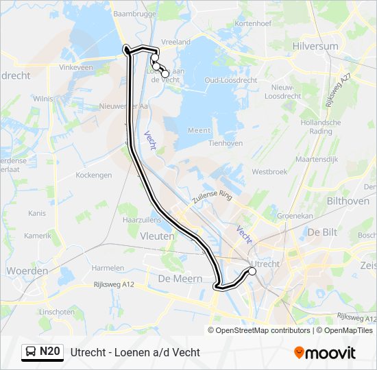 n20 Route: Schedules, Stops & Maps - Utrecht Cs Via A2 (Updated)