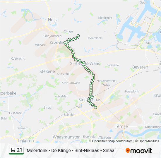 21 Route: Schedules, Stops & Maps - Sint-Niklaas Schoolstraat (Updated)