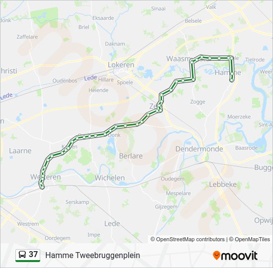 37 Route: Fahrpläne, Haltestellen & Karten - Hamme Tweebruggenplein ...
