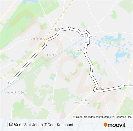 629 Route: dienstregelingen, haltes en kaarten - Sint-Job-In-'T-Goor ...