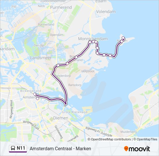 N11 Route: Schedules, Stops & Maps - Marken Via Monnickendam (Updated)