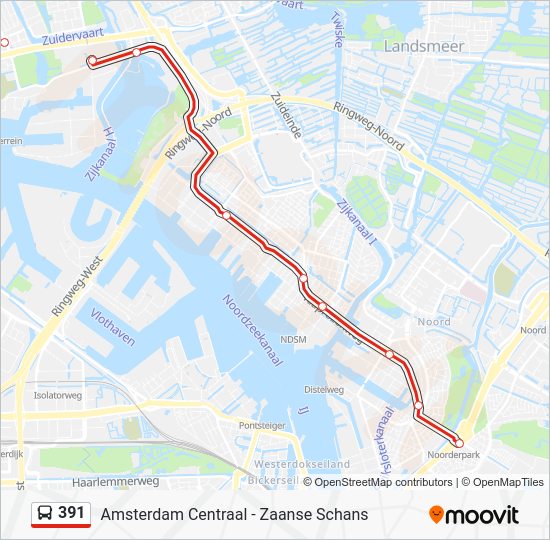 391 Route: dienstregelingen, haltes en kaarten - Amsterdam Noorderpark ...