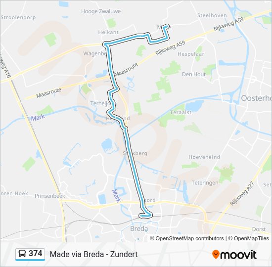 374 Route: dienstregelingen, haltes en kaarten - Made (Bijgewerkt)