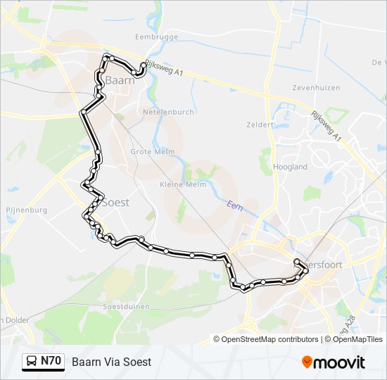 n70 Route: dienstregelingen, haltes en kaarten - Baarn Via Soest ...