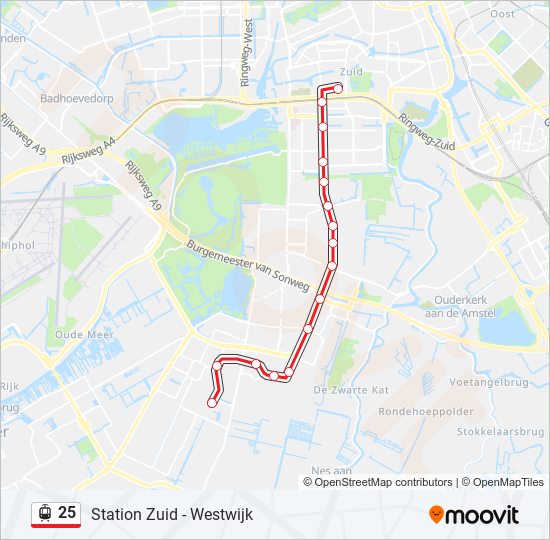 25 Route: dienstregelingen, haltes en kaarten - Station Zuid (Bijgewerkt)