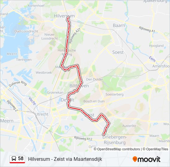58 Route: Schedules, Stops & Maps - Driebergen-Zeist Via Maartensdijk ...