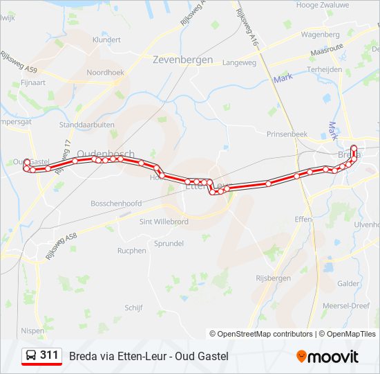 311 Route: dienstregelingen, haltes en kaarten - Breda (Bijgewerkt)