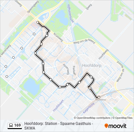 169 Route: dienstregelingen, haltes en kaarten - Hoofddorp Stat. Via ...