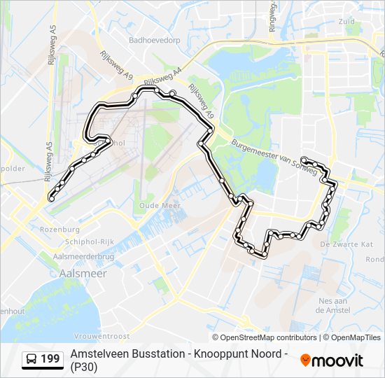 199 Route: dienstregelingen, haltes en kaarten - Amstelveen Busstation ...