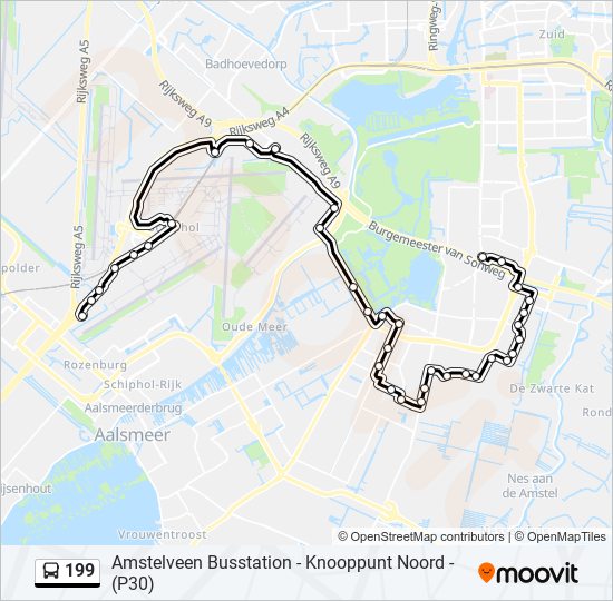 199 Route: dienstregelingen, haltes en kaarten - Amstelveen Via ...