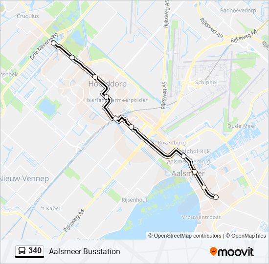 340 Route: dienstregelingen, haltes en kaarten - Aalsmeer Busstation ...