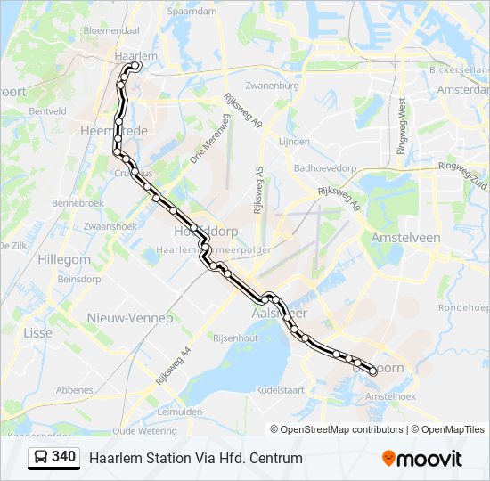 340 Route: dienstregelingen, haltes en kaarten - Haarlem Station Via ...