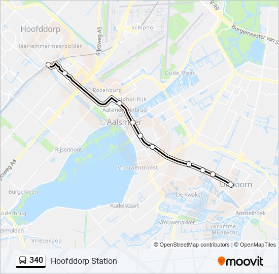 340 Route: dienstregelingen, haltes en kaarten - Hoofddorp Station ...