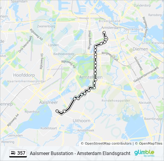 357 Route: dienstregelingen, haltes en kaarten - Aalsmeer Busst. Via ...