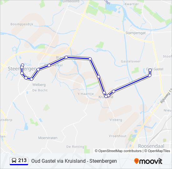 213 Route: dienstregelingen, haltes en kaarten - Steenbergen (Bijgewerkt)