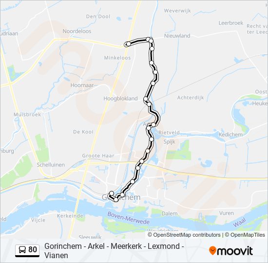 80 Route: Schedules, Stops & Maps - Gorinchem Via Arkel (Updated)
