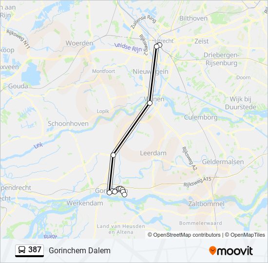 387 Route: dienstregelingen, haltes en kaarten - Gorinchem Dalem ...
