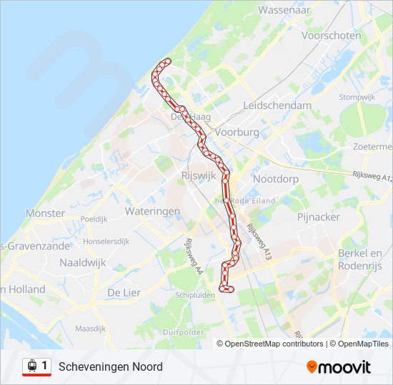 1 Route: dienstregelingen, haltes en kaarten - Delft Tanthof (Bijgewerkt)