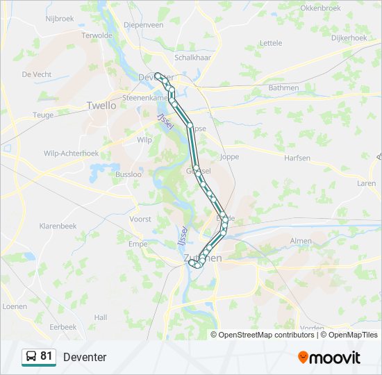 81 Route: dienstregelingen, haltes en kaarten - Deventer (Bijgewerkt)