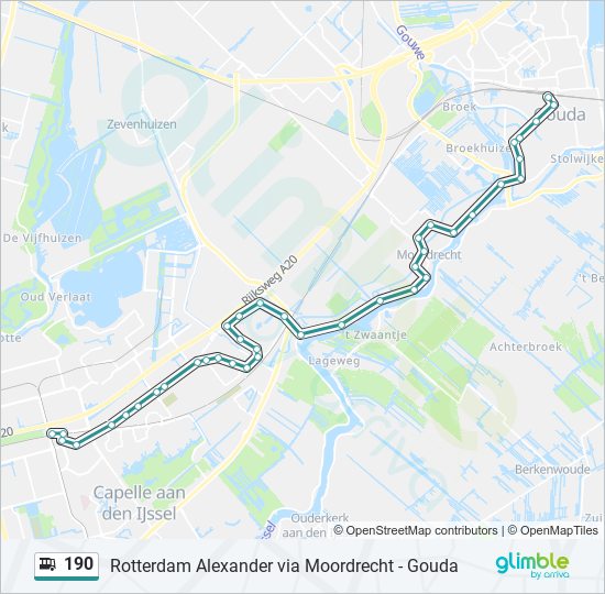190 Route: dienstregelingen, haltes en kaarten - Gouda (Bijgewerkt)
