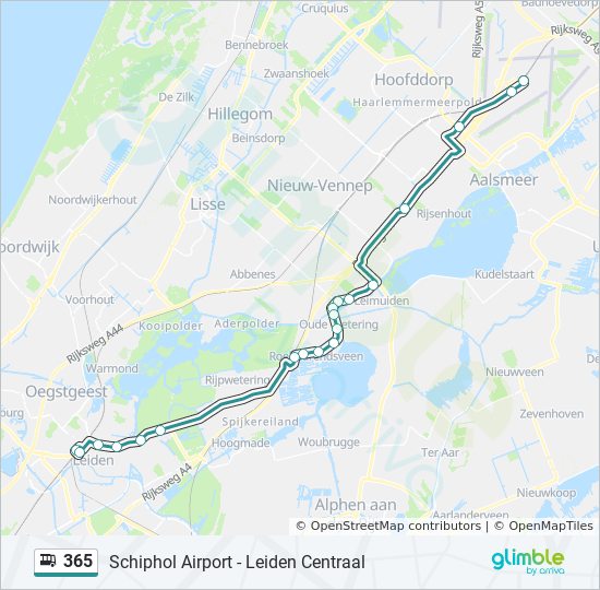 365 Route: dienstregelingen, haltes en kaarten - Schiphol Airport ...